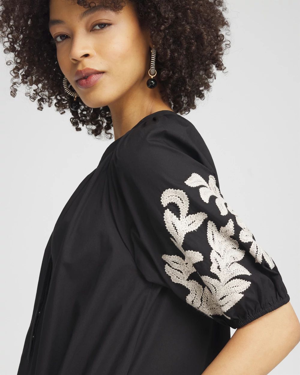 Poplin Embroidered Midi Dress | Chico's Poplin Embroidered Midi Dress | Chico's